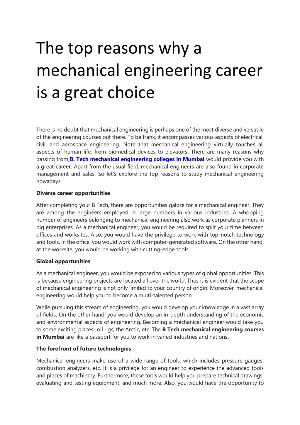 PPT - The top reasons why a mechanical engineering career is a great ...