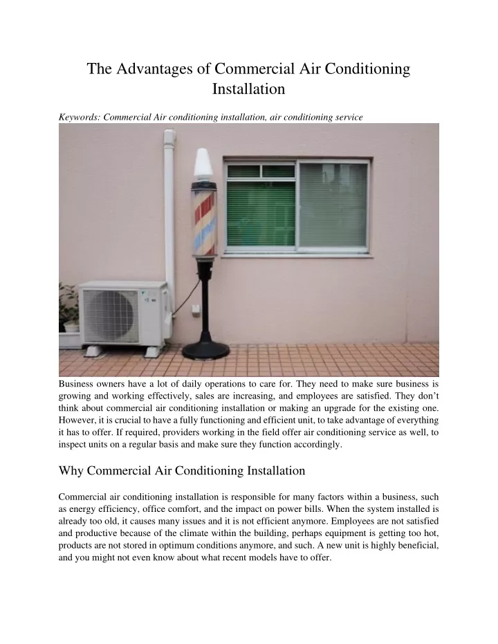 Ppt The Advantages Of Commercial Air Conditioning Installation