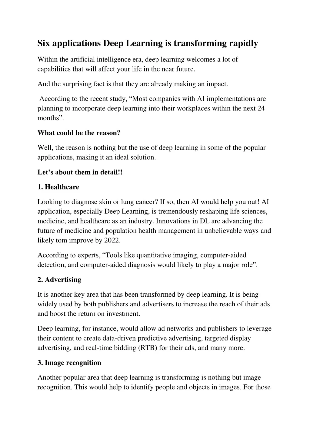 PPT - Six applications Deep Learning is transforming rapidly PowerPoint ...