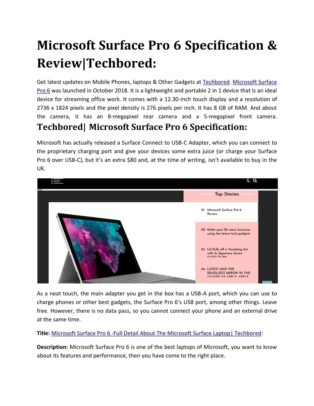 PPT - Microsoft Surface Pro 6 Specification & Review|Techbored ...