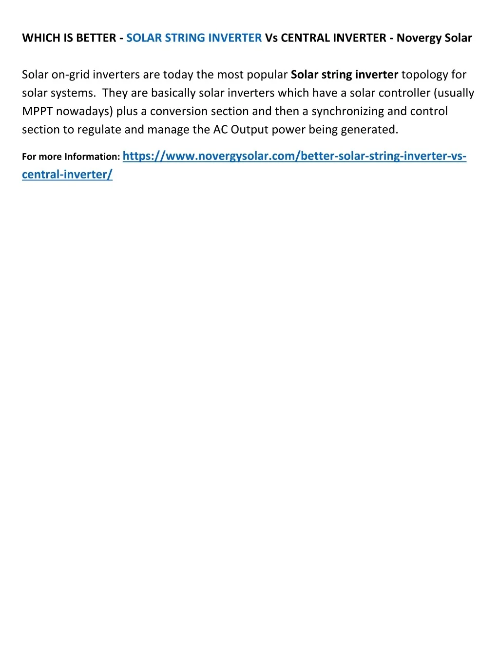 PPT - WHICH IS BETTER - SOLAR STRING INVERTER Vs CENTRAL INVERTER ...