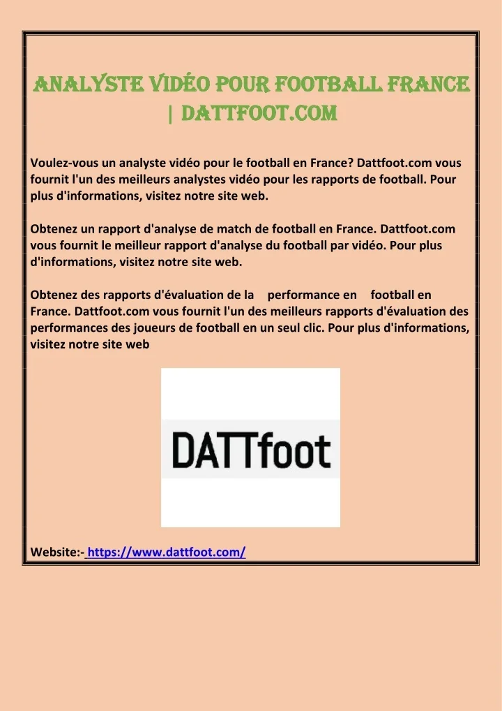 PPT - Analyste vidéo pour Football France | Dattfoot.com PowerPoint ...