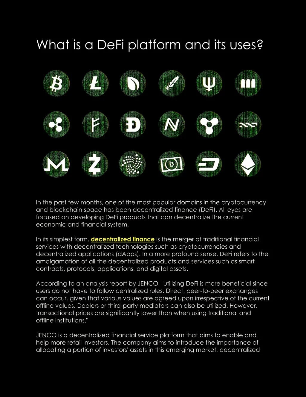 PPT - What is a DeFi platform and its uses? - Jenco Tech PowerPoint ...