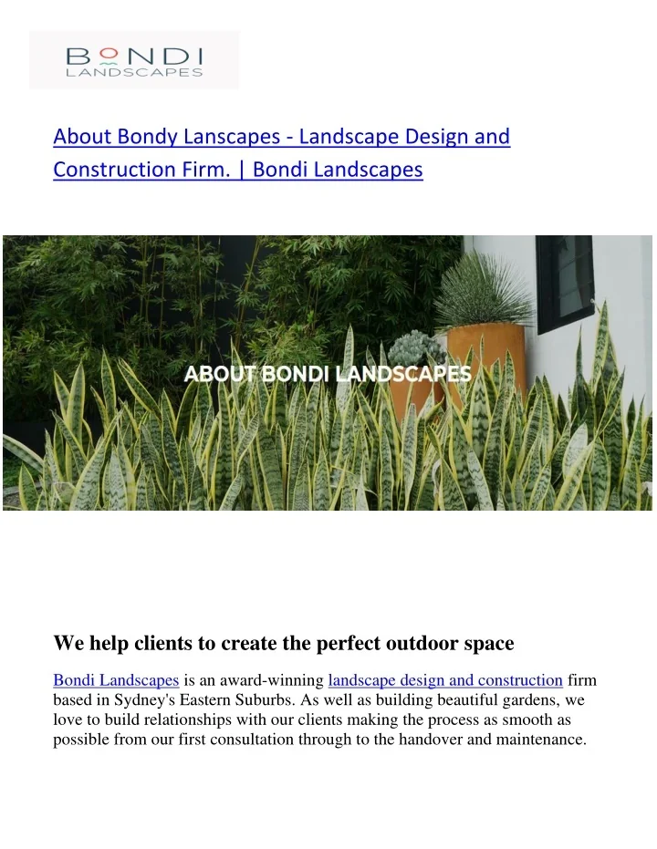 PPT - About Bondy Lanscapes - Landscape Design and Construction Firm ...
