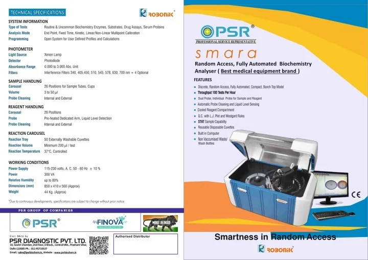 PPT - No 1 Biochemistry analyser (Smara) | Finova healthcare PowerPoint ...
