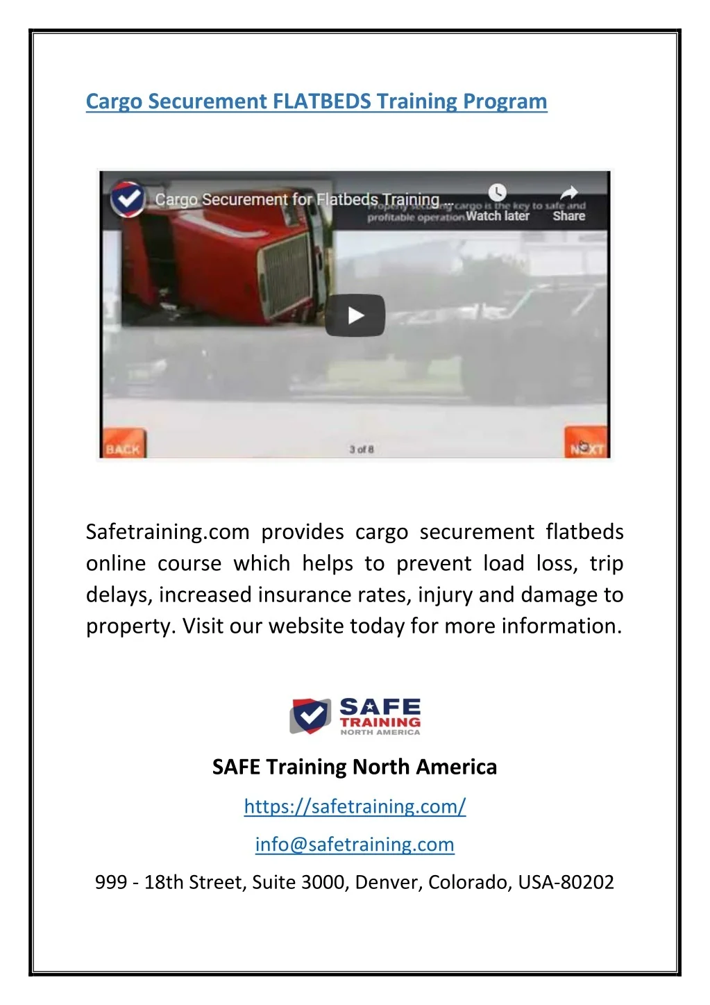 PPT - Cargo Securement FLATBEDS Training Program PowerPoint ...
