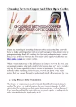 PPT - Advantages Of Choosing Fiber Over Copper Cable PowerPoint ...