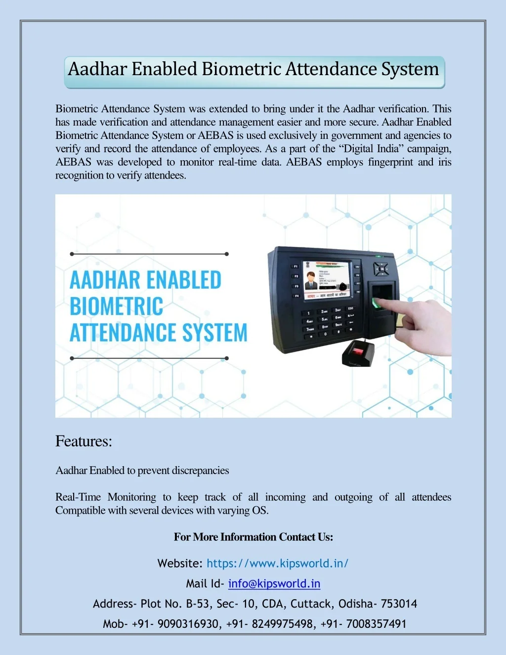 PPT - Aadhar Enabled Biometric Attendance System PowerPoint ...