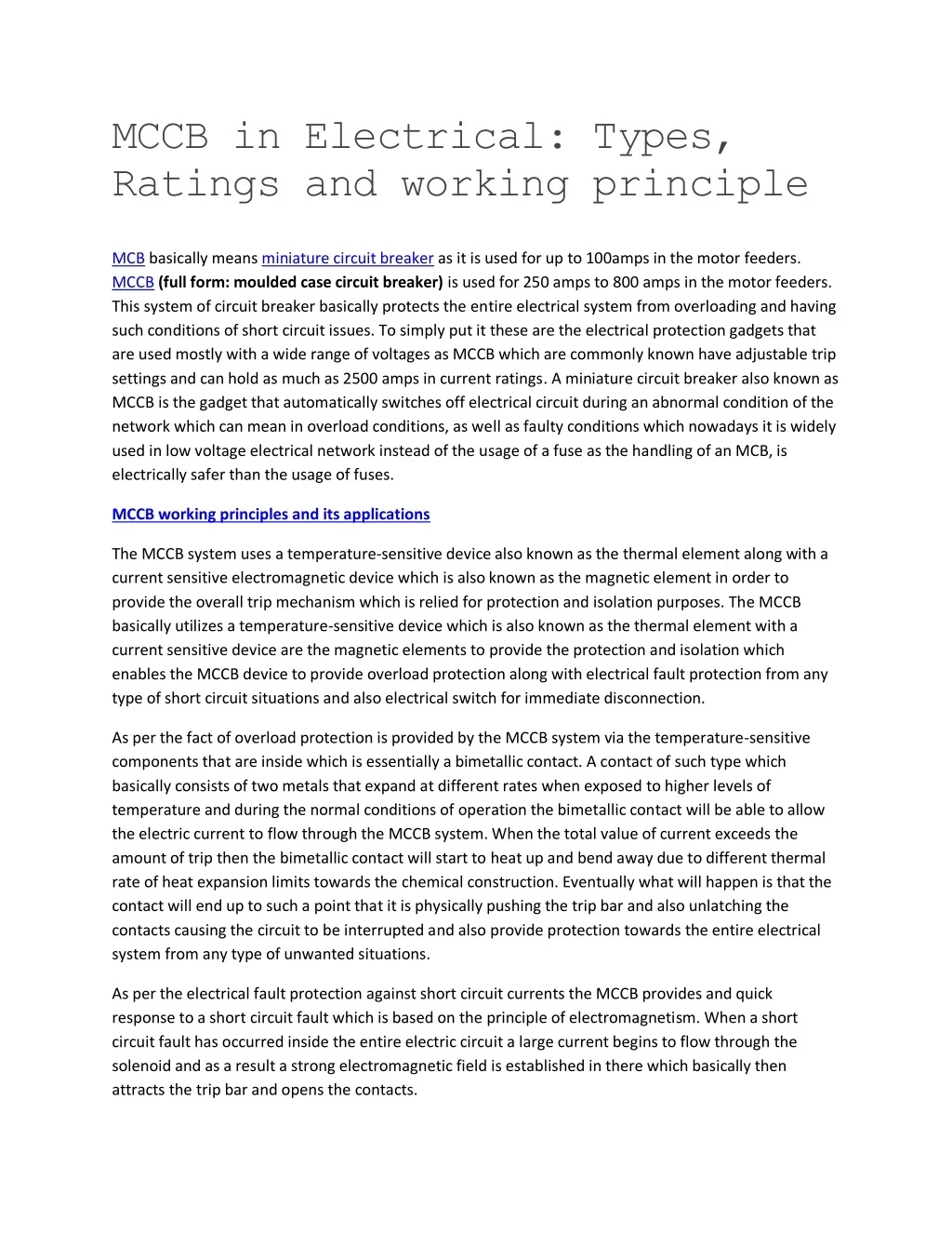 PPT - MCCB in Electrical: Types, Ratings and working principle ...