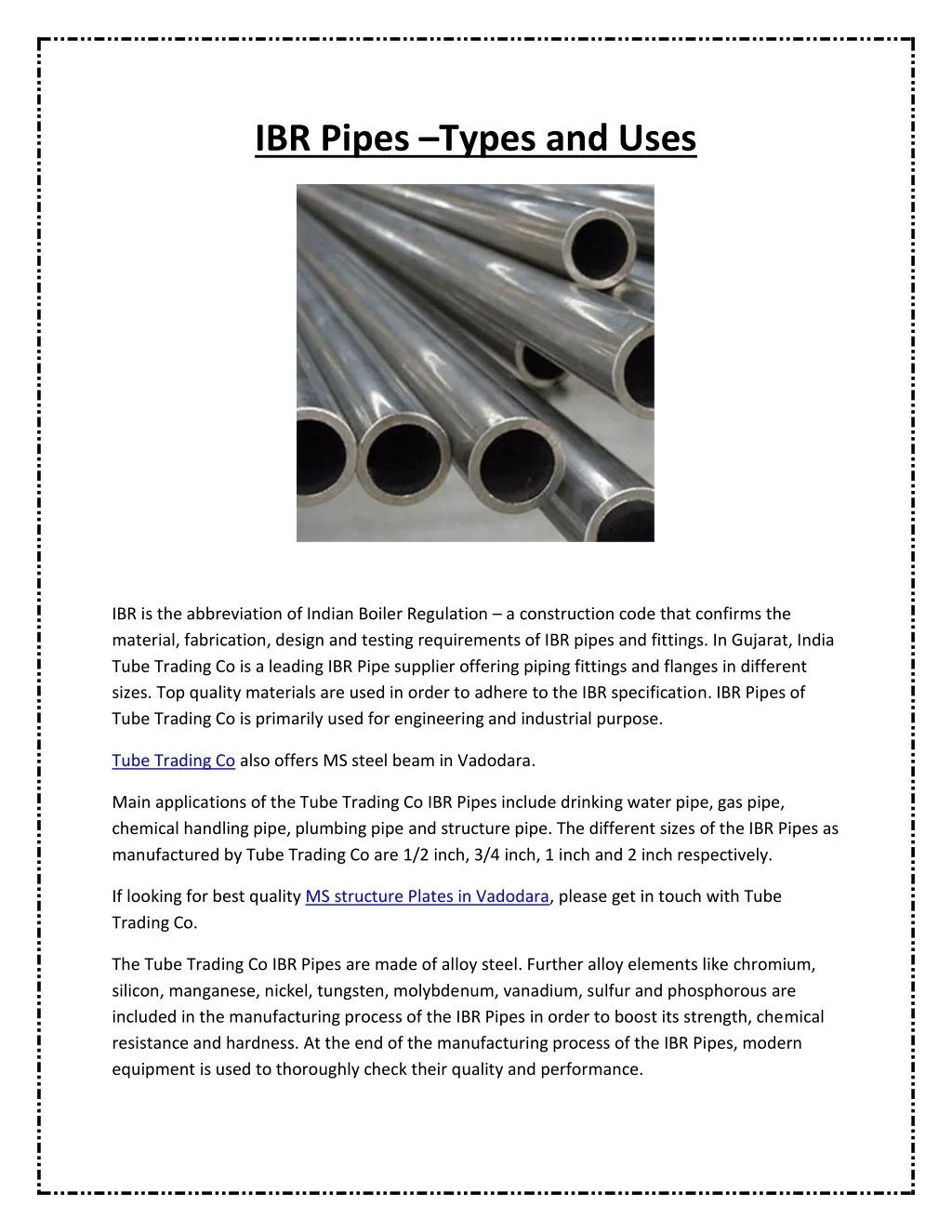 PPT - IBR Pipes –Types and Uses PowerPoint Presentation, free download ...