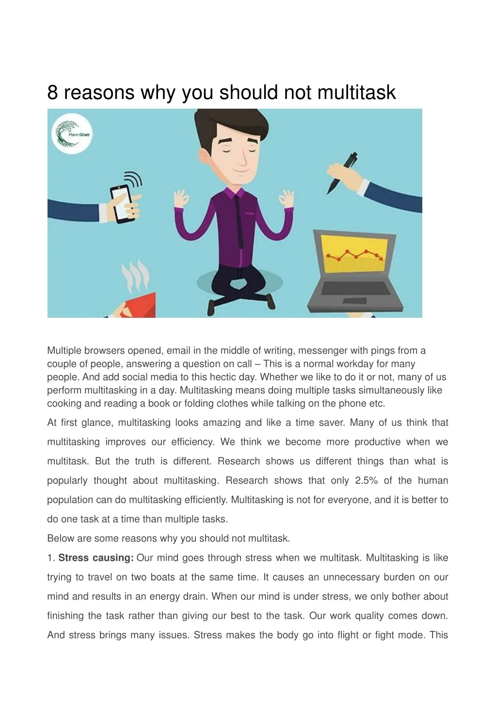 PPT - 8 reasons why you should not multitask PowerPoint Presentation ...
