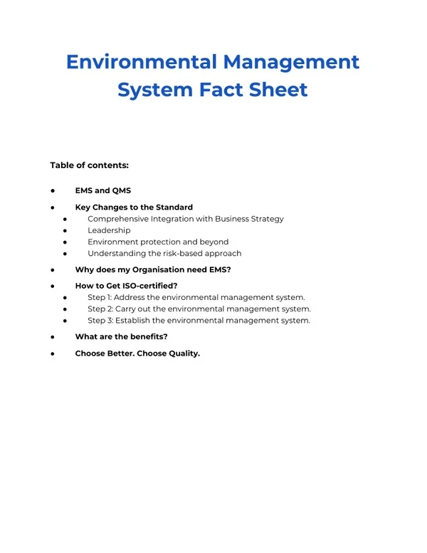 PPT - Environmental Management System Fact Sheet PowerPoint ...