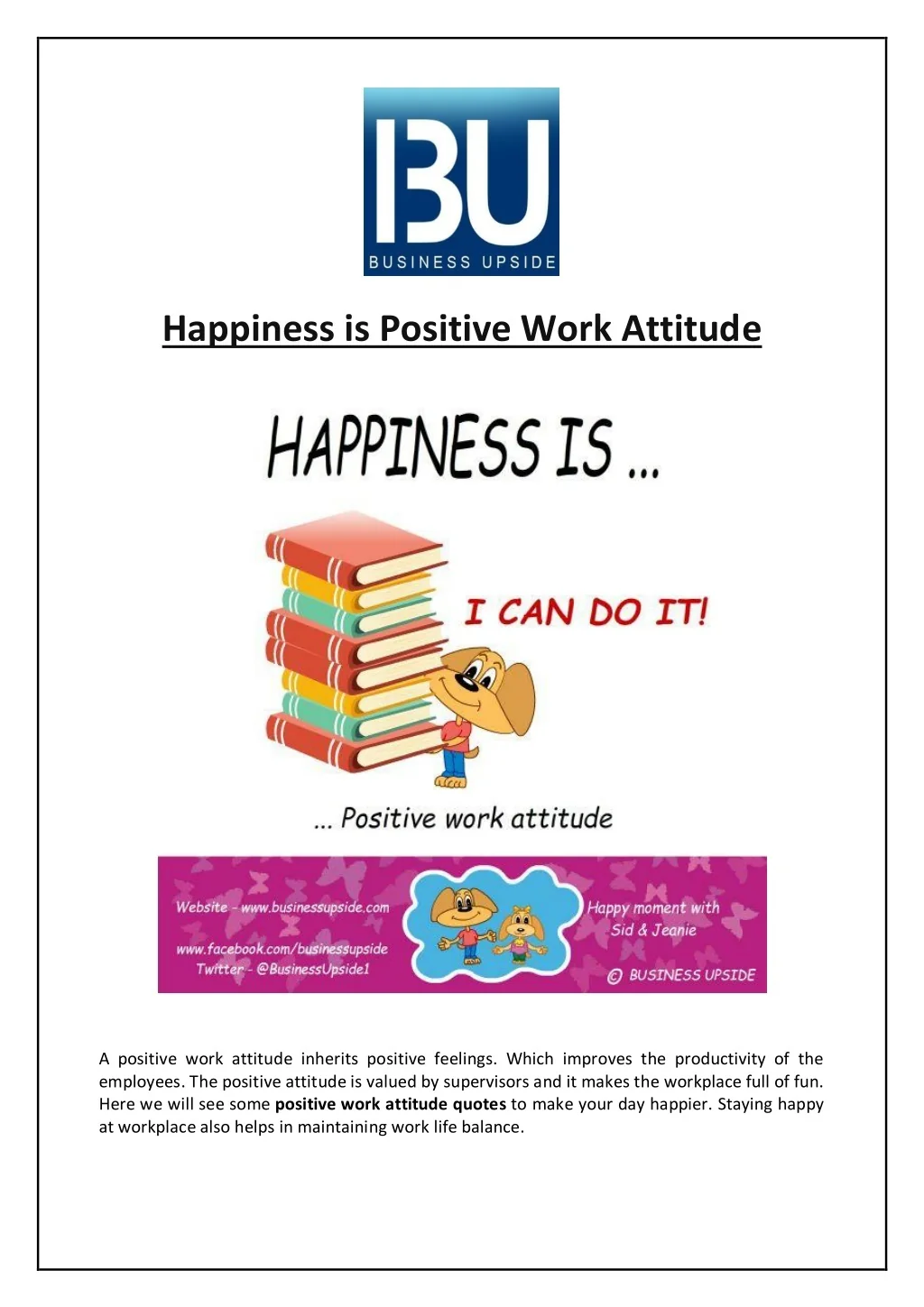 PPT - Happiness is Positive Work Attitude PowerPoint Presentation, free ...