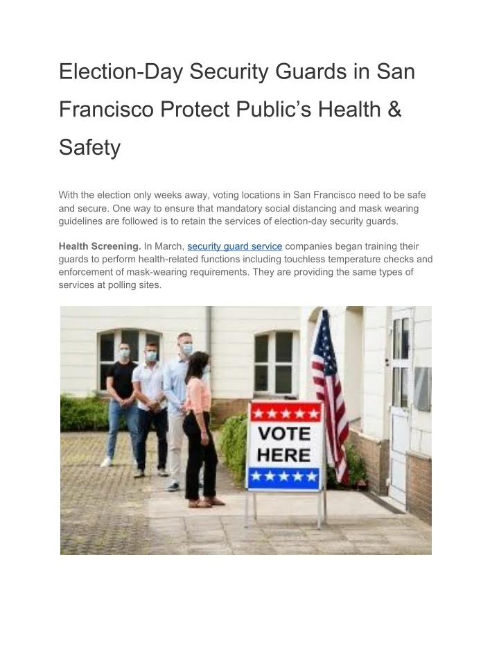 PPT - Election-Day Security Guards in San Francisco Protect Public’s ...