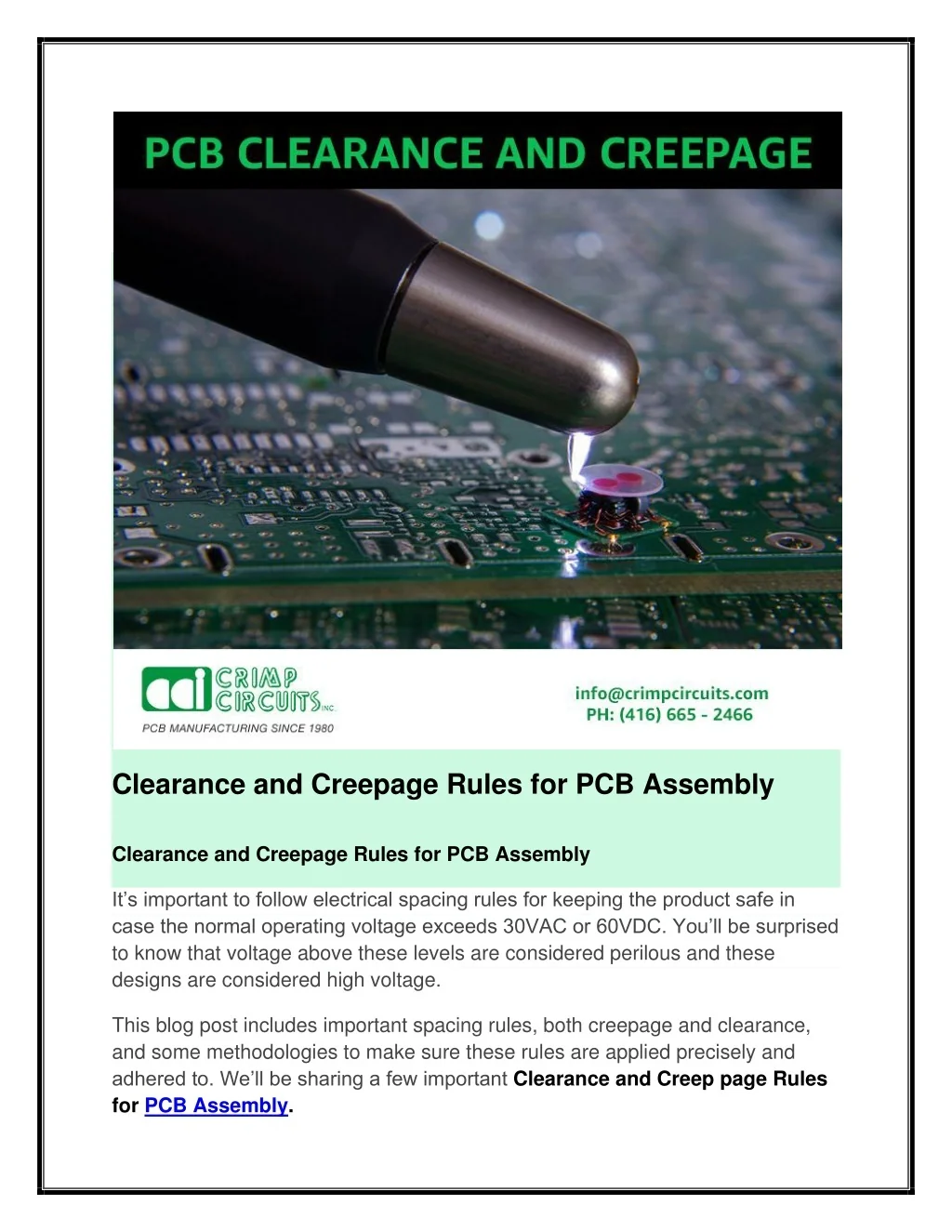 PPT - Clearance and Creepage Rules for PCB Assembly PowerPoint ...
