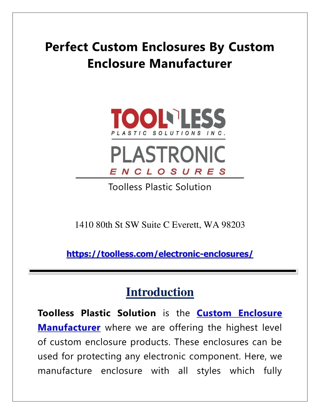 PPT - Perfect Custom Enclosures By Custom Enclosure Manufacturer ...