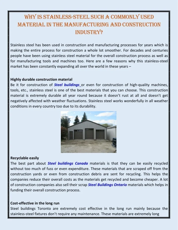 PPT - Why Is Stainless-Steel Such A Commonly Used Material in the ...