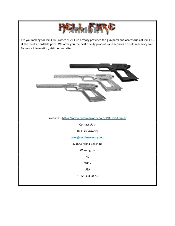 PPT - 1911 80 Frame for Sale | Hell Fire Armory PowerPoint Presentation ...