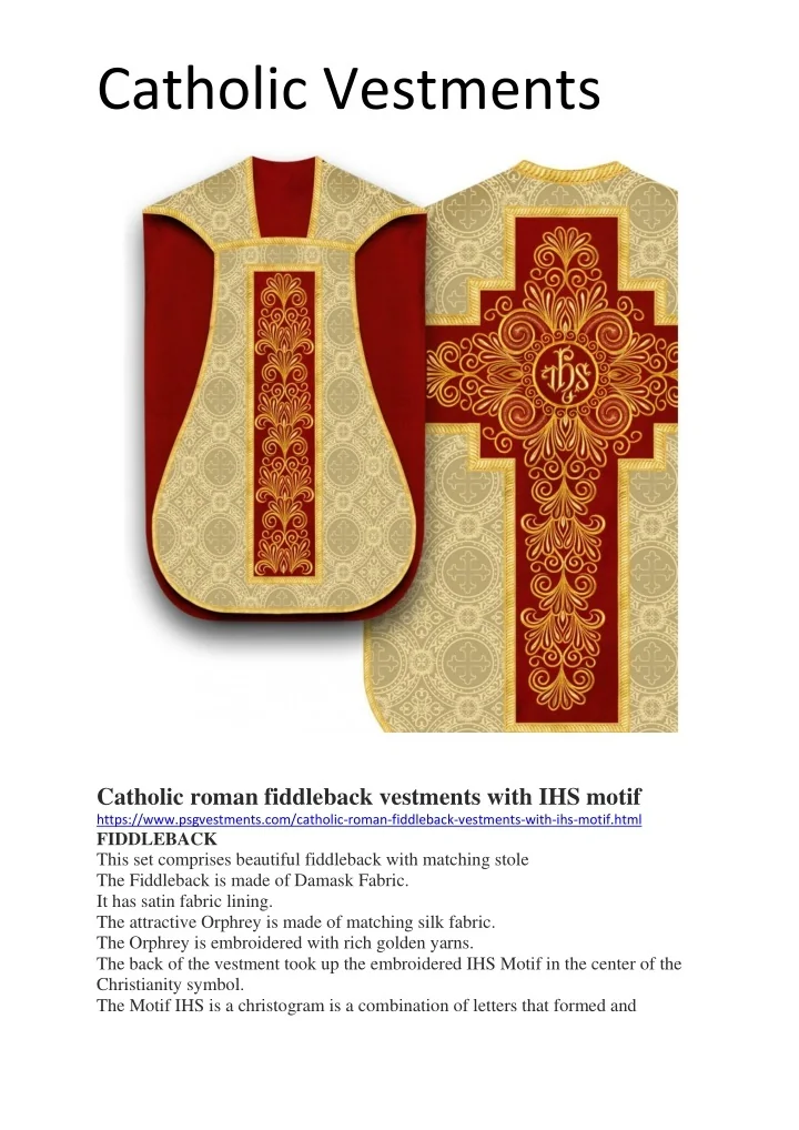 PPT - Catholic Vestments PowerPoint Presentation, free download - ID ...