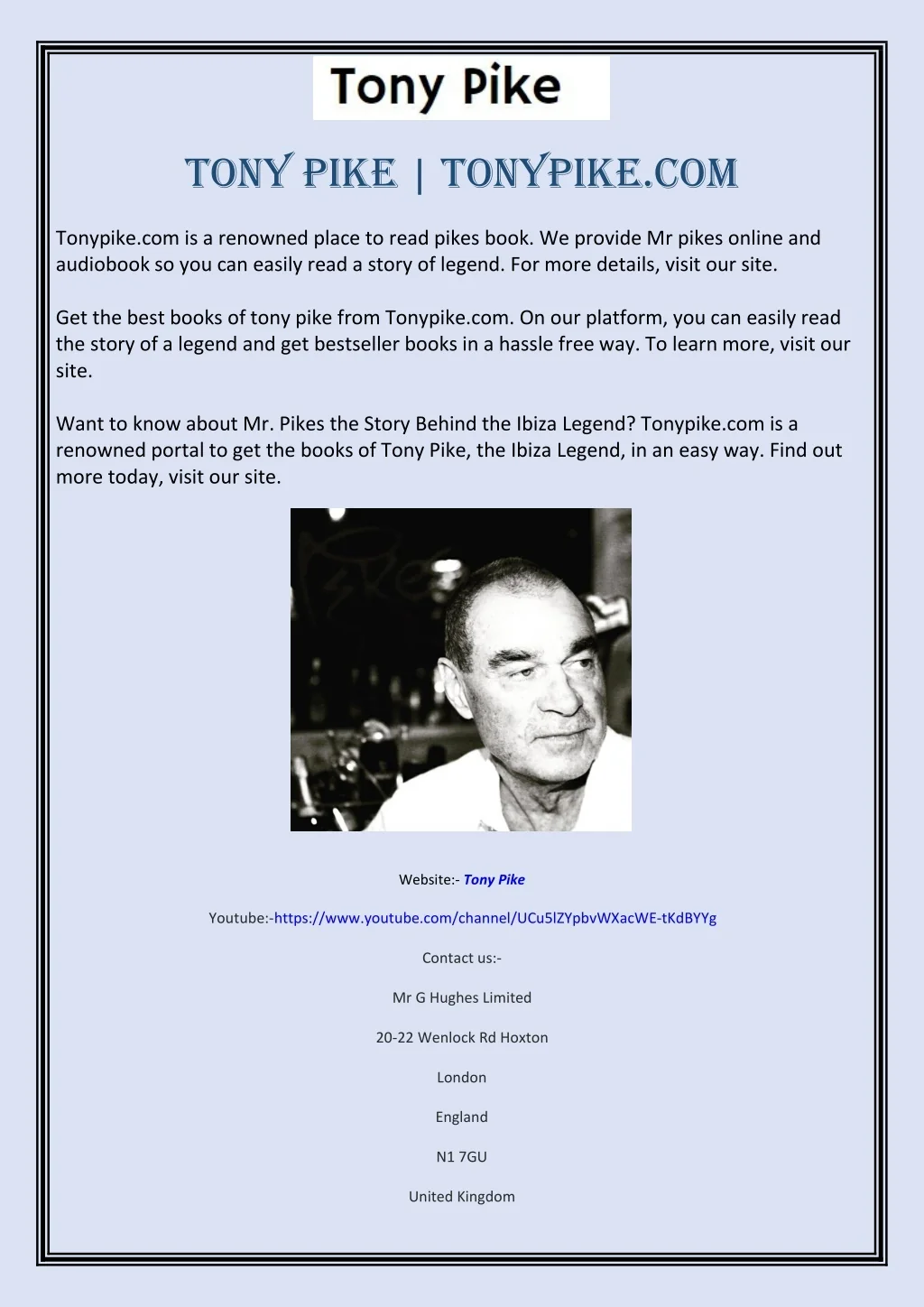PPT - Tony Pike | Tonypike.com PowerPoint Presentation, free download ...
