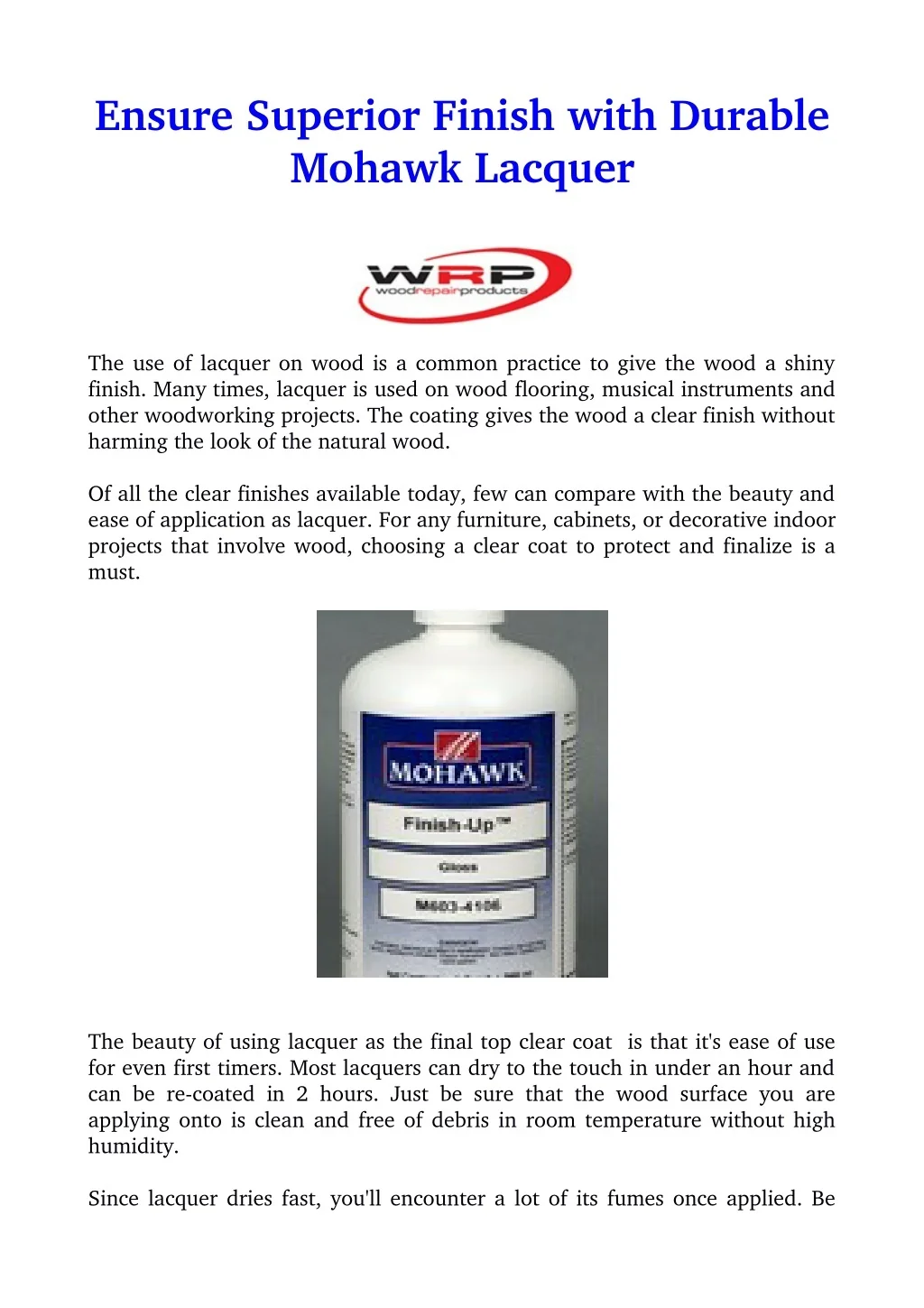 PPT - Ensure Superior Finish with Durable Mohawk Lacquer PowerPoint ...