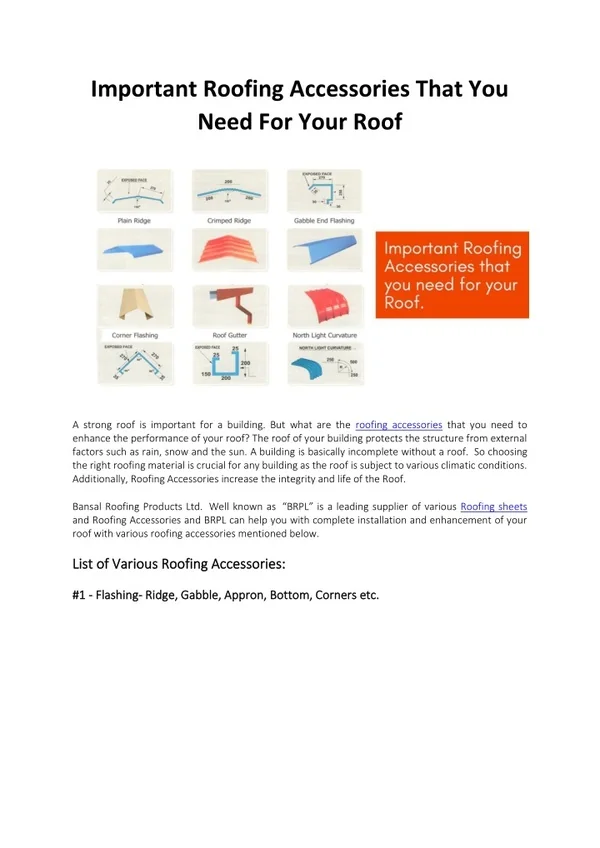 PPT - Important Roofing Accessories That You Need For Your Roof ...