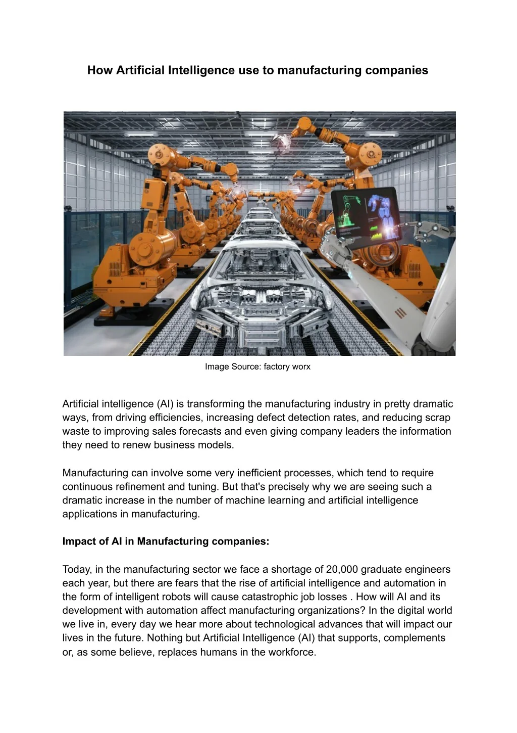 PPT - How artificial intelligence use to manufacturing companies ...