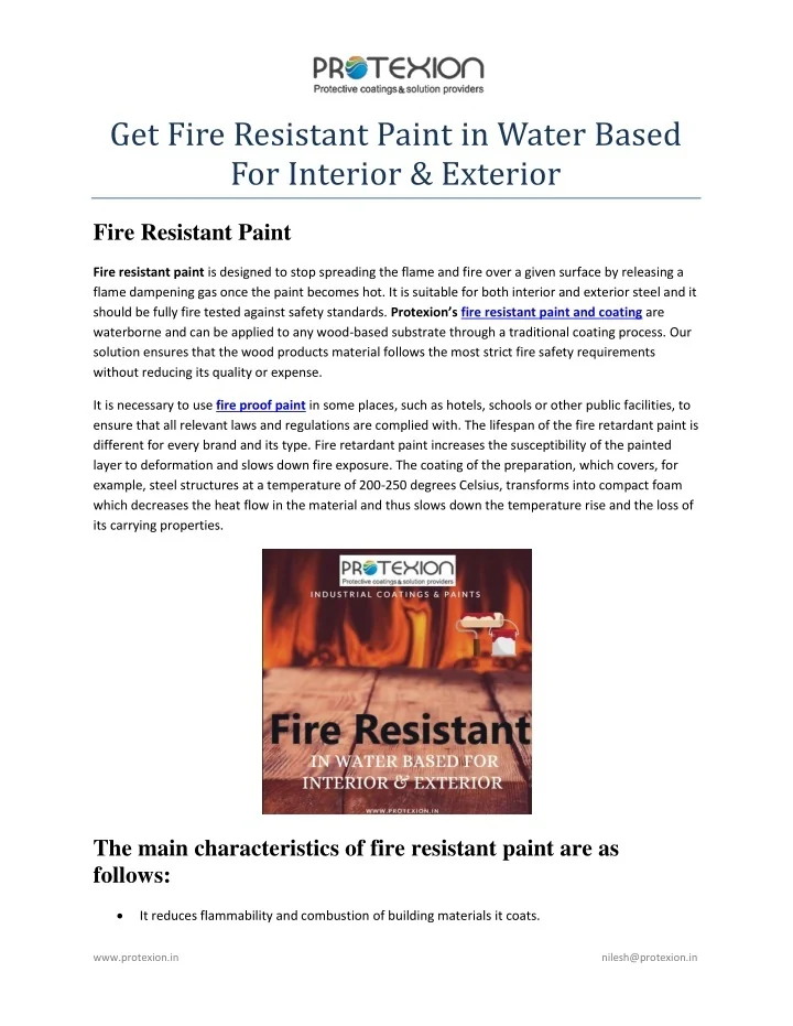 PPT - Get Fire Resistant Paint in Water Based For Interior & Exterior ...