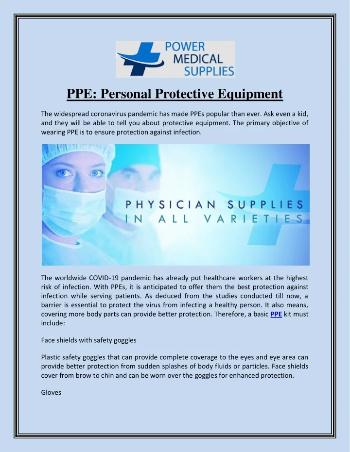 PPT - PPE: Personal Protective Equipment PowerPoint Presentation, free ...