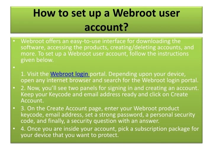 PPT - Webroot Login : Webroot Sign in | Webroot Account Login PowerPoint Presentation - ID:10362528