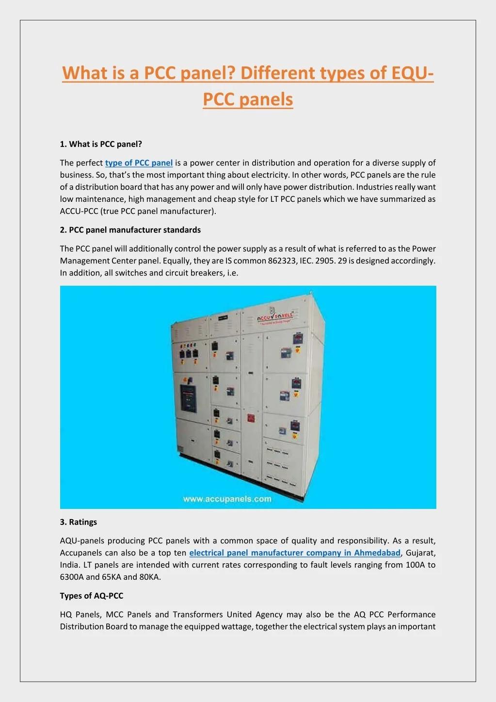 PPT - What is a PCC panel? Different types of EQU-PCC panels ...