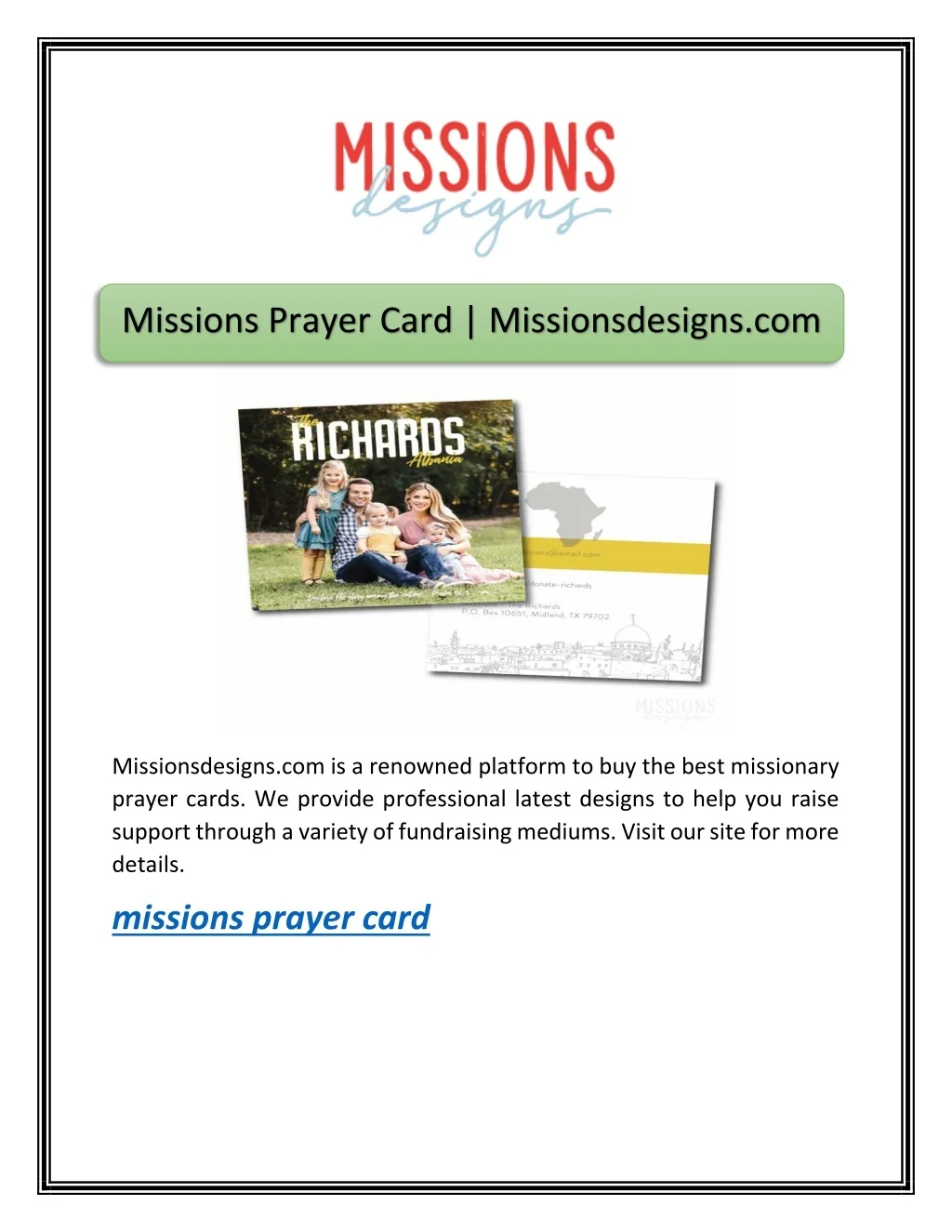 PPT - Missions Prayer Card | Missionsdesigns.com PowerPoint ...