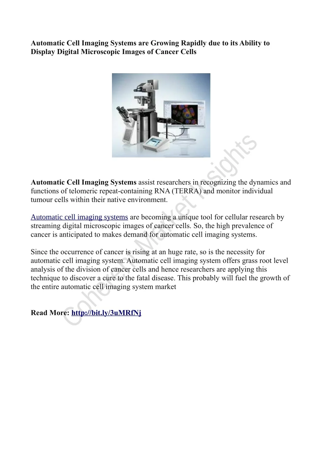 PPT - Automatic Cell Imaging Systems are Growing Rapidly due to its ...