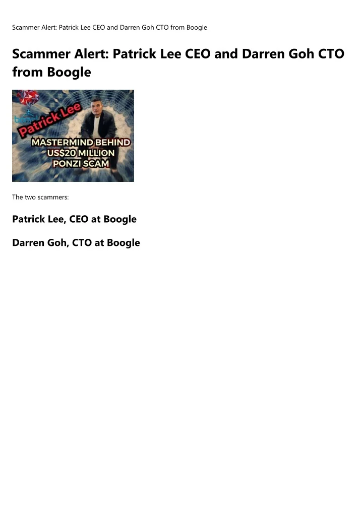 PPT - What The Best Patrick Lee Boogle Ponzi Scam Pros Do (And You ...