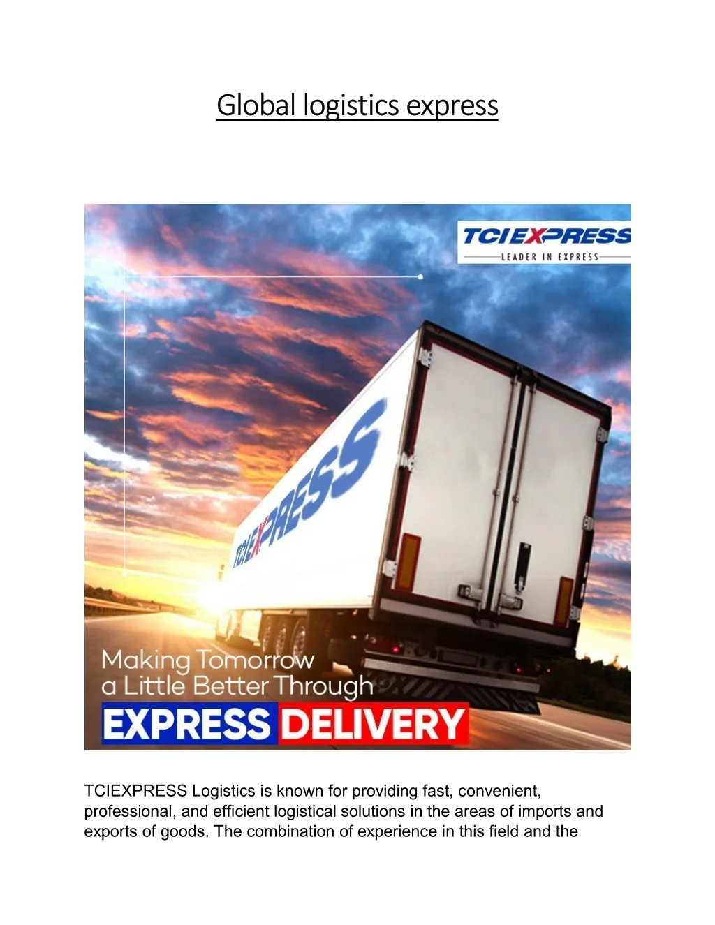 PPT - global logistics express PowerPoint Presentation, free download ...
