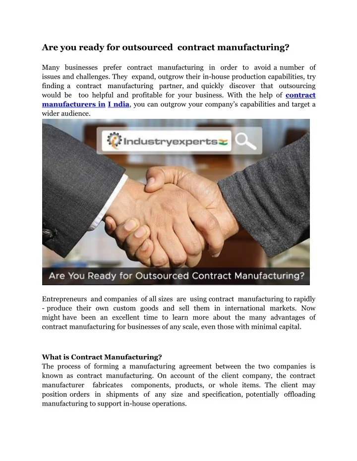 PPT - Are you ready for outsourced contract manufacturing-Industry ...