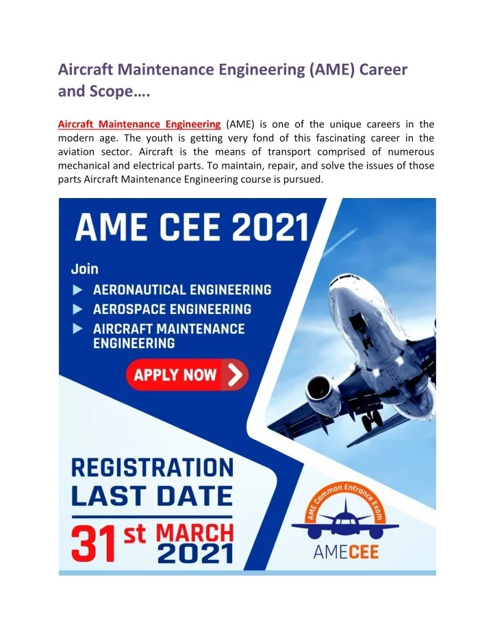 PPT - Aircraft Maintenance Engineering Career and Scope PowerPoint ...