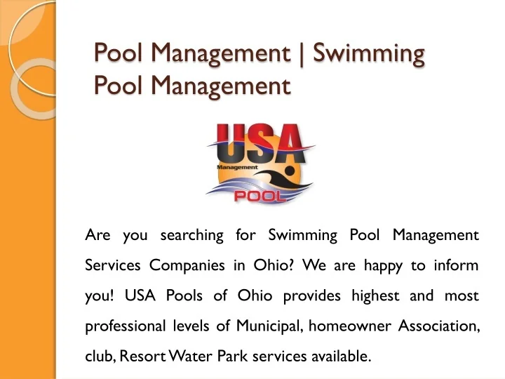 PPT - Pool Management | Swimming Pool Management PowerPoint ...
