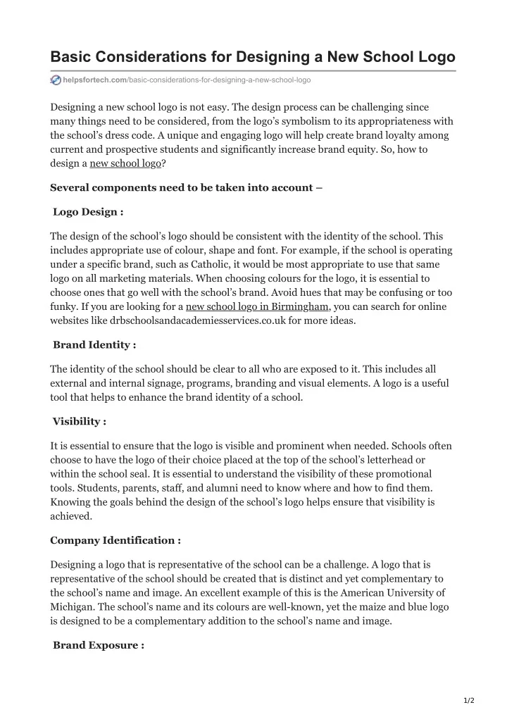 PPT - Basic Considerations for Designing a New School Logo PowerPoint ...