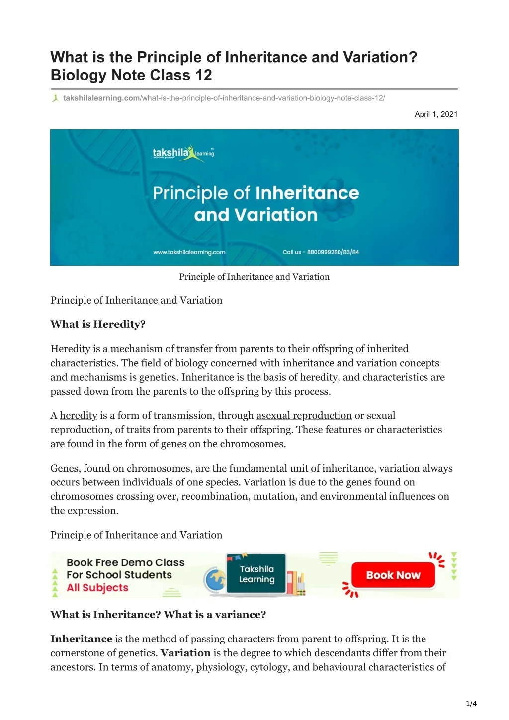 PPT - Principle of Inheritance & Variation Note pdf PowerPoint ...