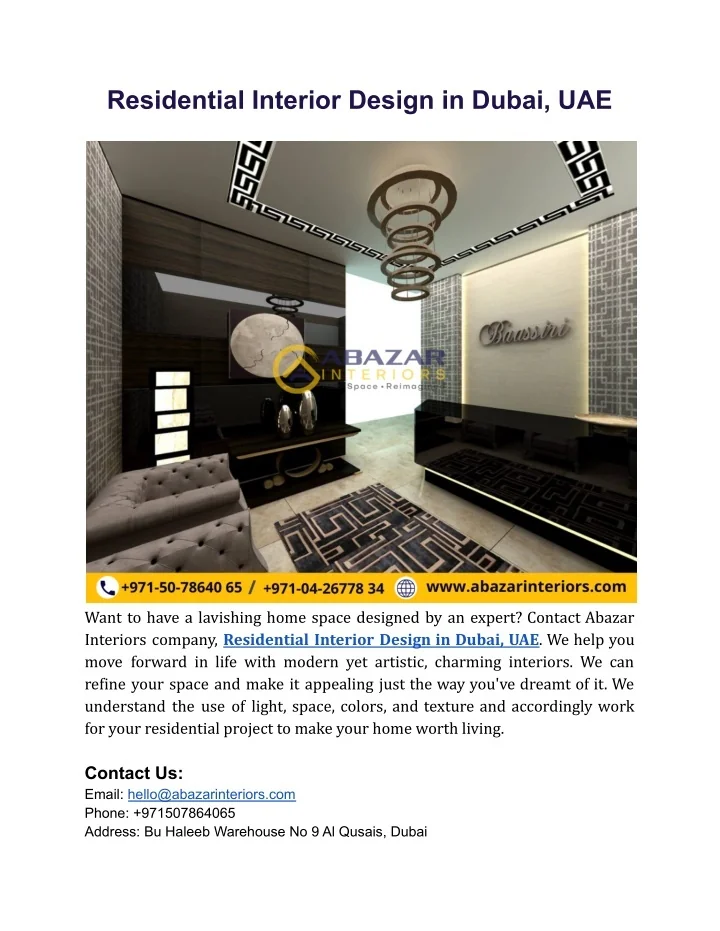 PPT - Residential Interior Design in Dubai, UAE PowerPoint Presentation ...
