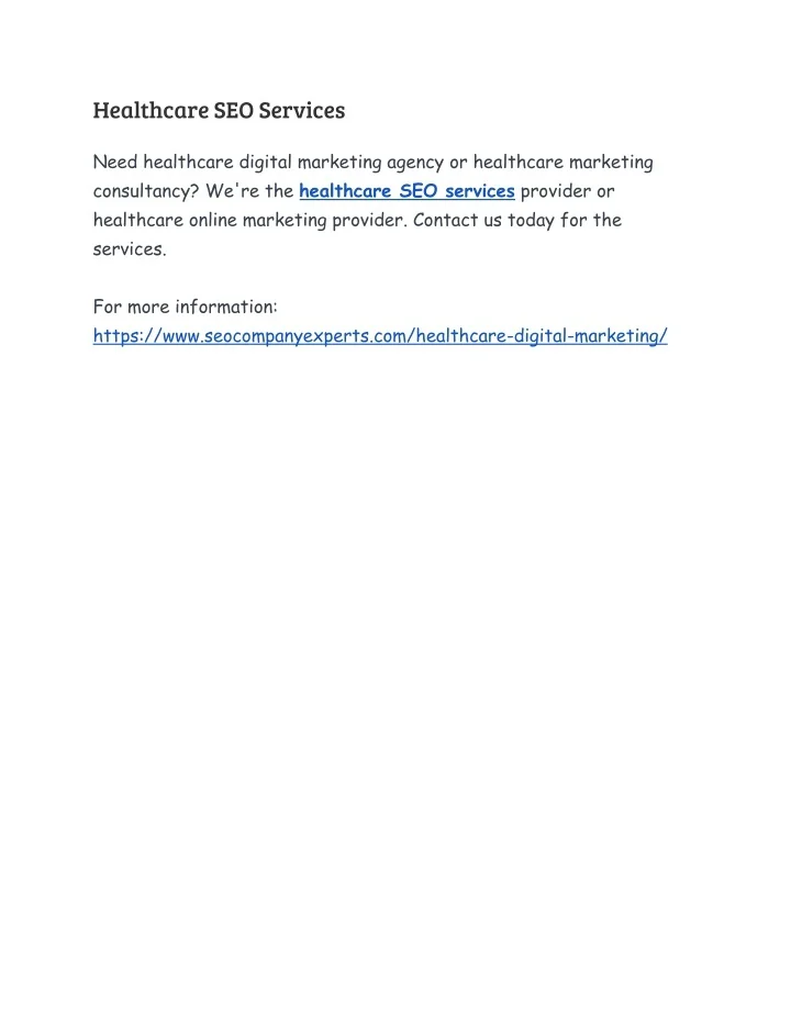 PPT - Healthcare SEO Services PowerPoint Presentation, free download ...