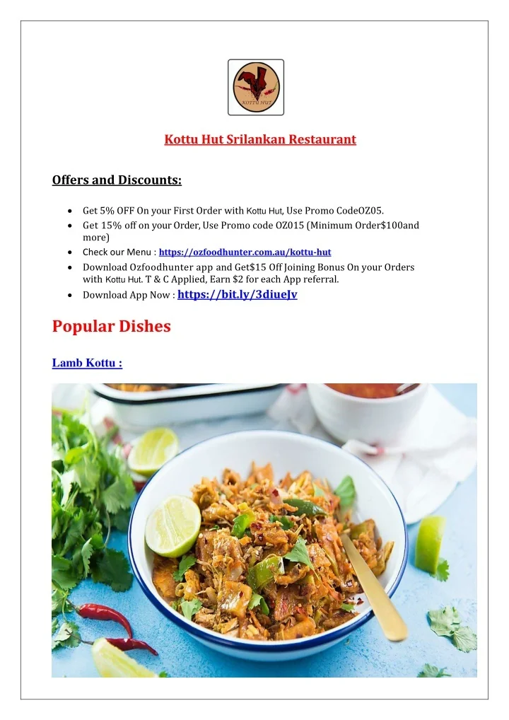 PPT - 5% OFF - Kottu Hut Menu - Srilankan Takeaway Annerley, Qld ...