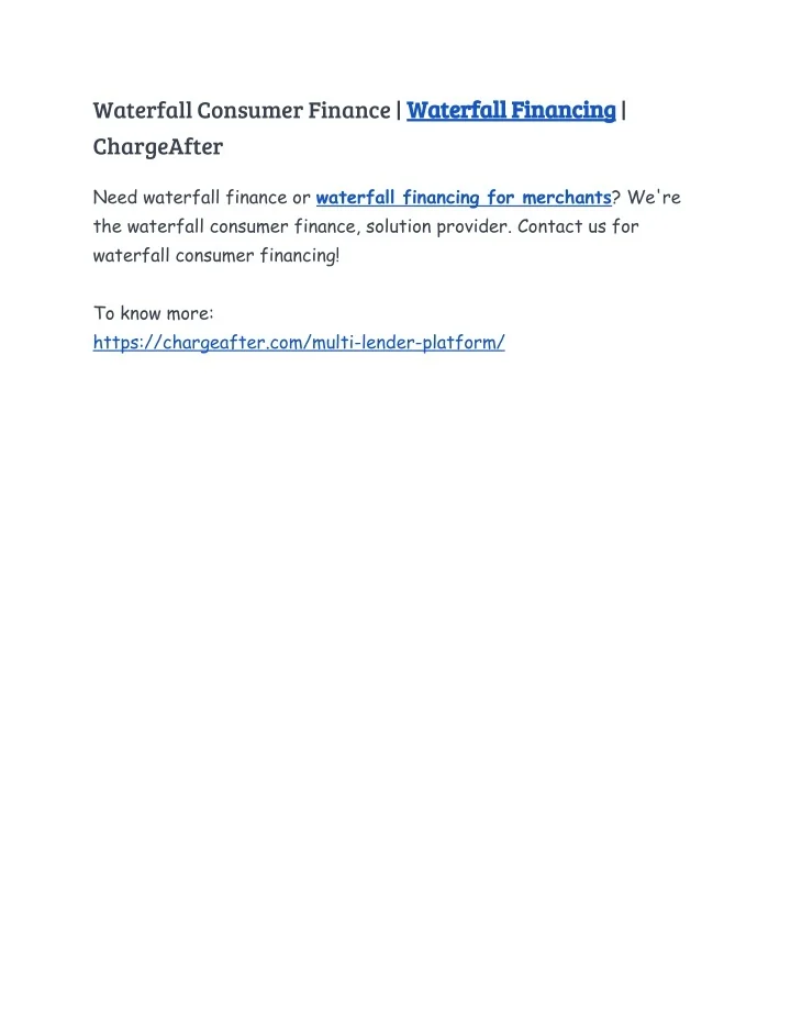 PPT - Waterfall Financing | Waterfall Consumer Finance | ChargeAfter ...