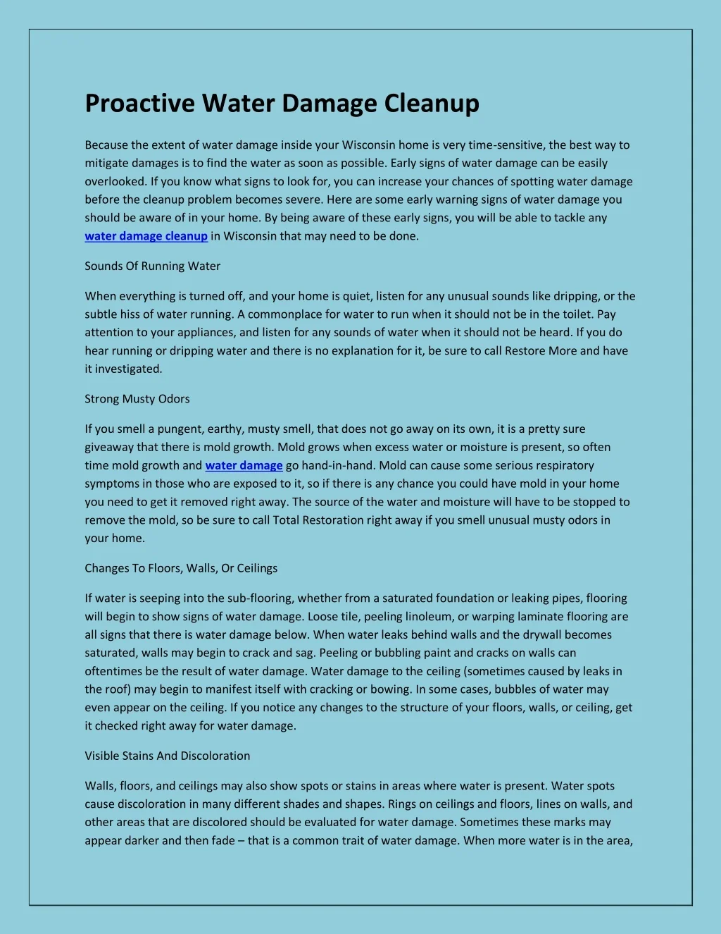 PPT - Proactive Water Damage Cleanup PowerPoint Presentation, free ...