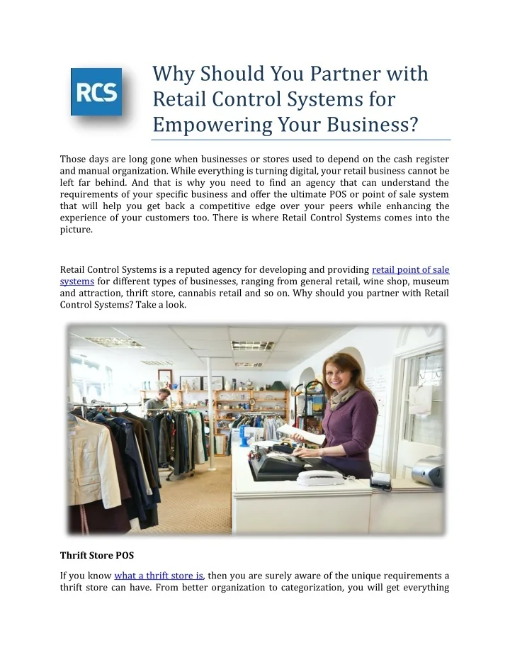 PPT - Why Should You Partner with Retail Control Systems? PowerPoint ...