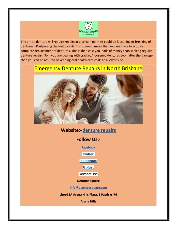 PPT - Emergency Denture Repairs in North Brisbane PowerPoint ...