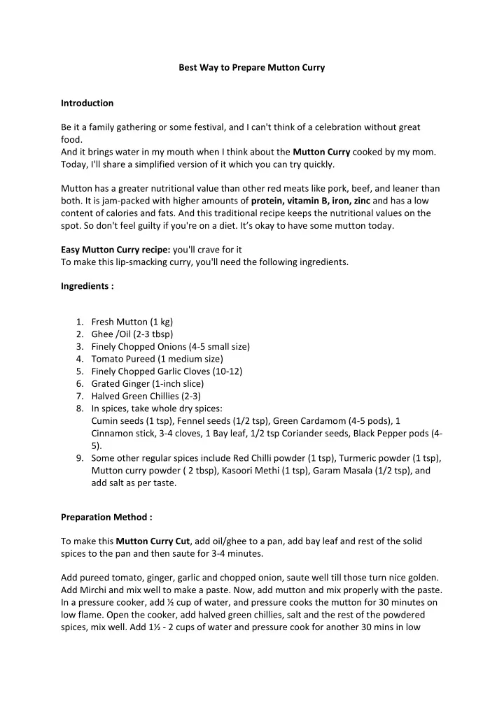 PPT - Best Way to Prepare Mutton Curry PowerPoint Presentation, free ... PPT - Best Way to Prepare Mutton Curry PowerPoint Presentation, free ...