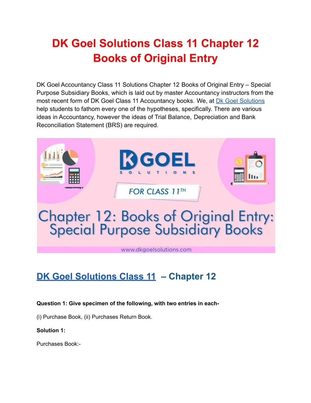 PPT - DK Goel Solutions Class 11 Chapter 12 Books of Original Entry ...
