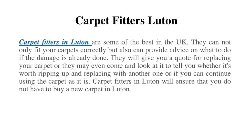 PPT - Carpet fitters luton PowerPoint Presentation, free download - ID ...